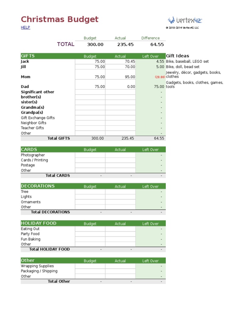 Christmas Gift Budget Planner | PDF