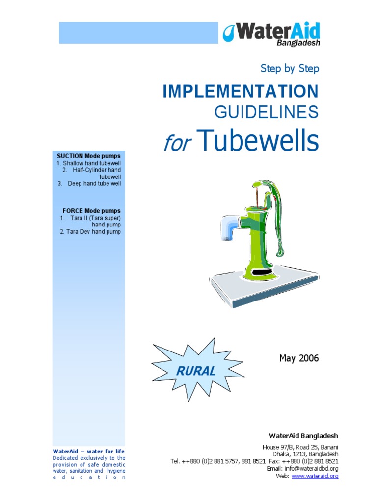 Tubewell Implementation Guide | PDF | Pump | Water Quality