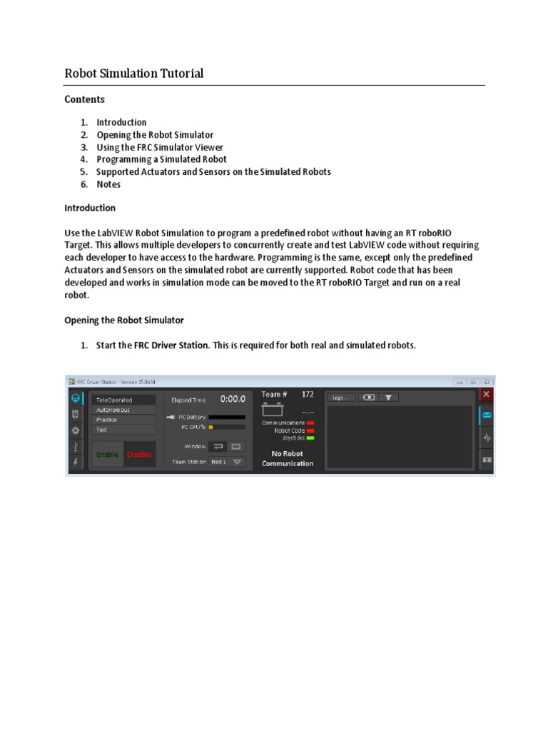 (FRC 2015) Robot Simulation Tutorial | PDF | Servomechanism | Robot