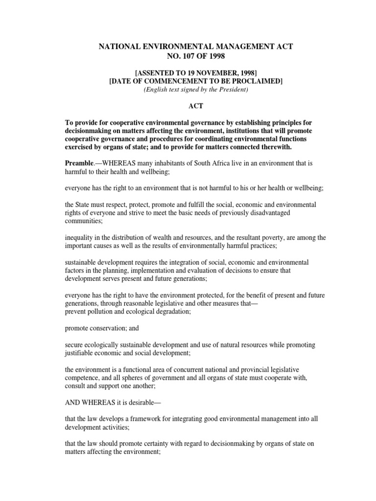 National Environmental Management Act | PDF | Committee | Sustainability
