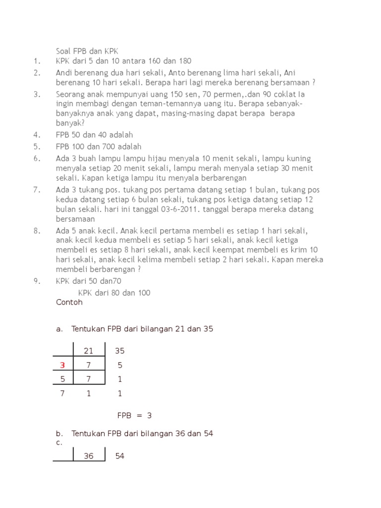 Soal FPB Dan KPK | PDF