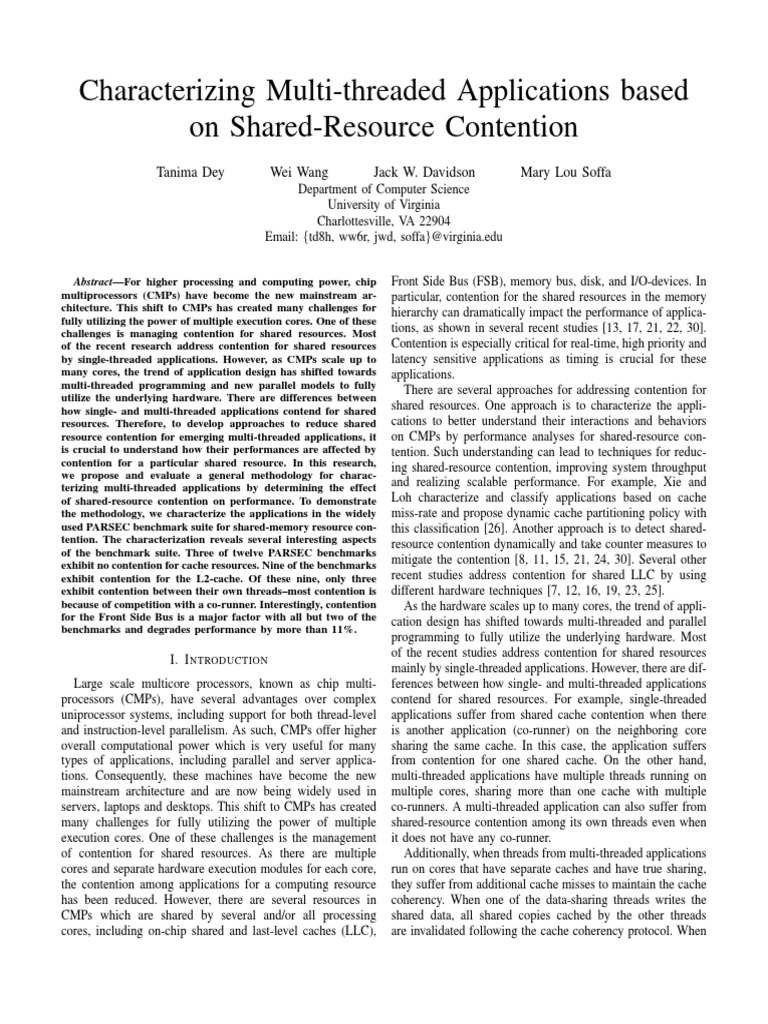 Characterizing Multi-Threaded Applications Based On Shared-Resource ...