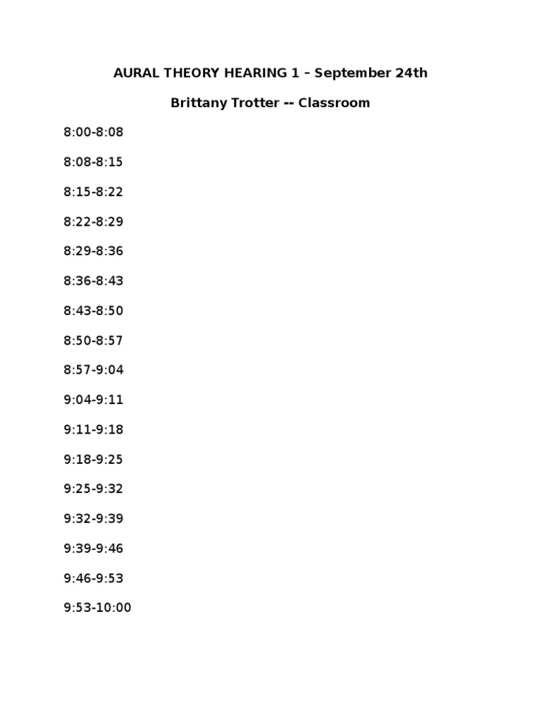 Aural Theory Hearing Template | PDF | Social Science | Home & Garden