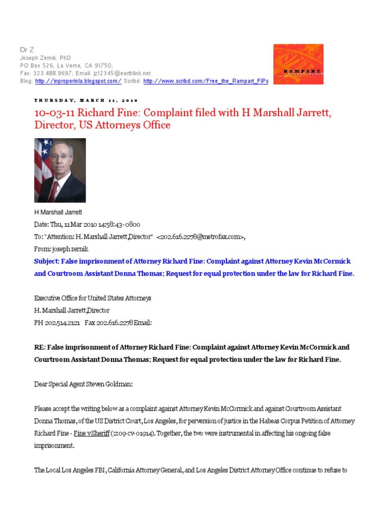 Richard Fine False Imprisonment Complaint | PDF | Judge | Contempt Of Court