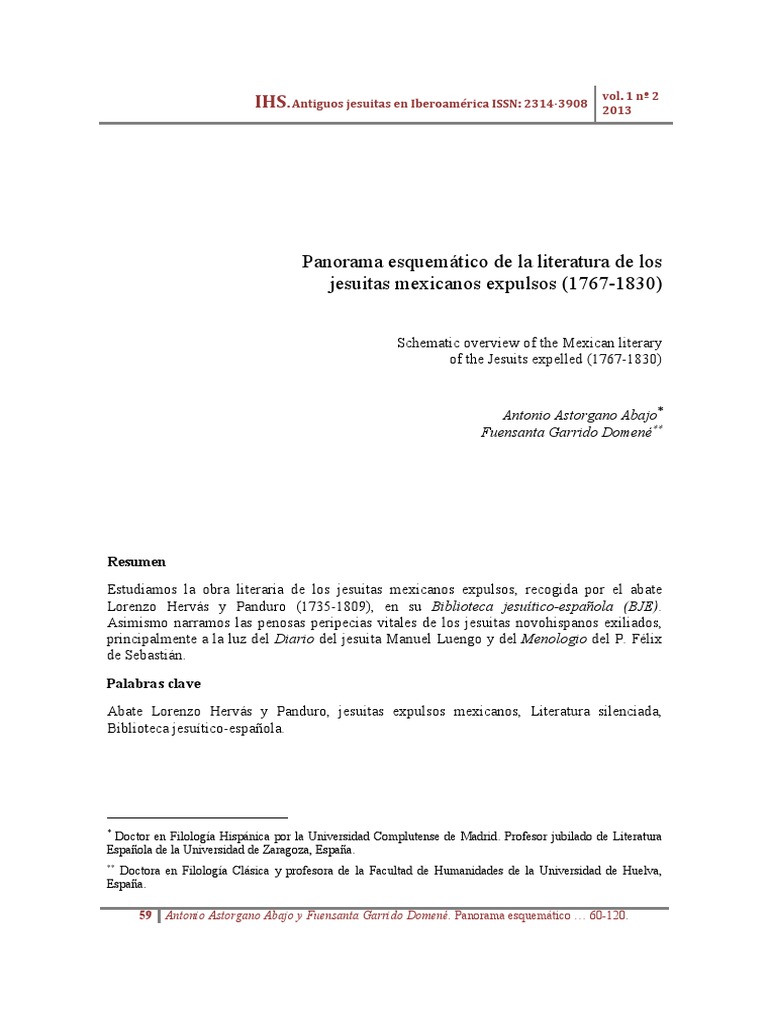 Literary Works of Expelled Mexican Jesuits (1767-1830): An Overview ...