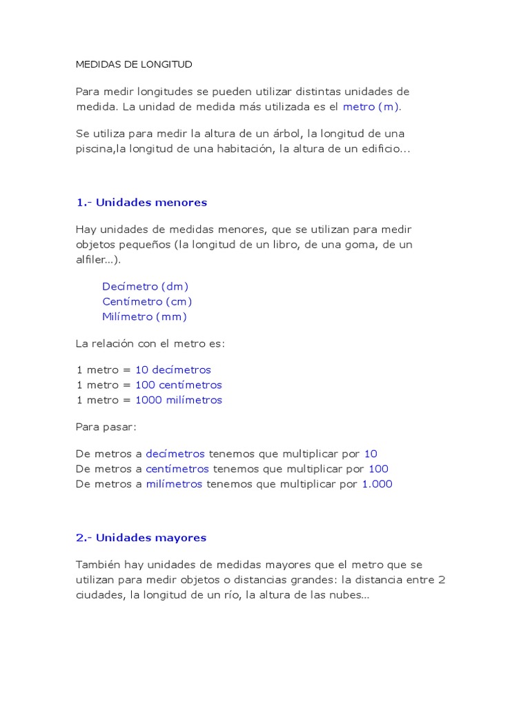 Medidas de longitud y volumen: Un resumen completo de las unidades de ...