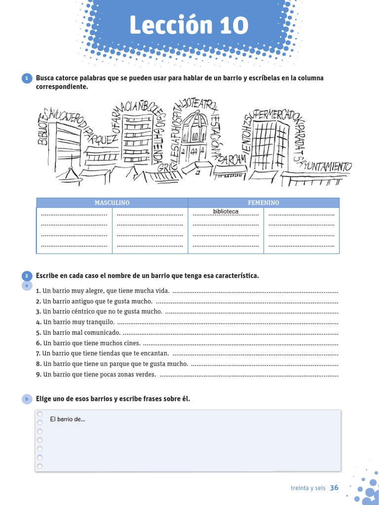 Vocabulario sobre barrios y actividades de descripción y comparación ...