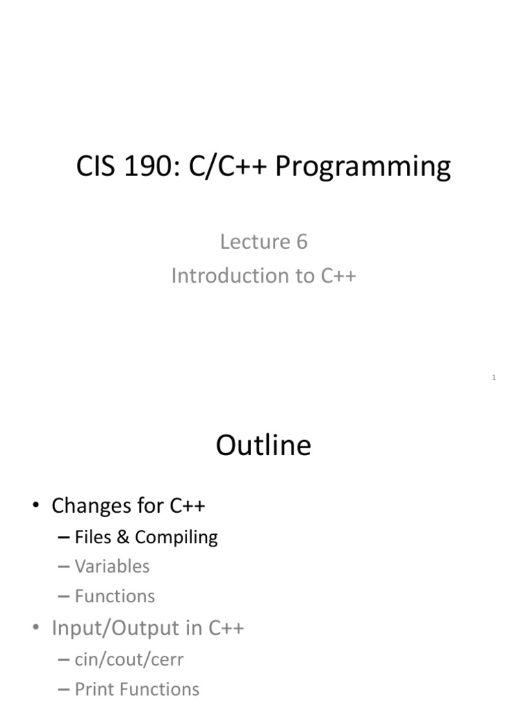 CIS 190: C/C++ Programming | PDF | String (Computer Science) | C++