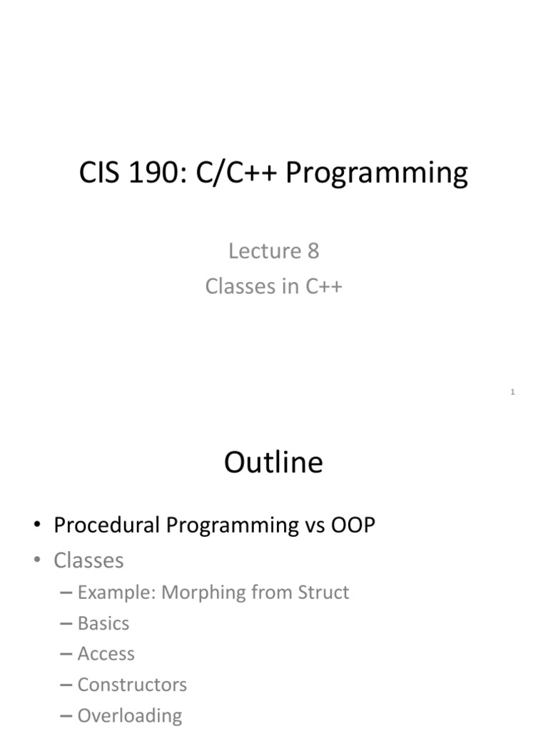 CIS 190: C/C++ Programming | PDF | C++ | Object Oriented Programming