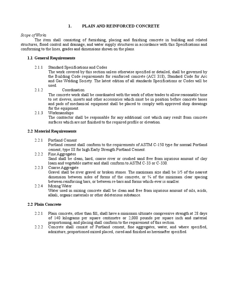 Plain and Reinforced Concrete: Scope of Works | PDF | Plywood | Lumber