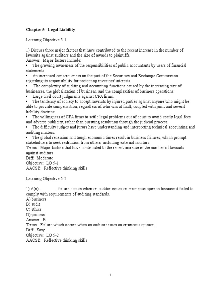 Chapter 5 Legal Liability | PDF | Financial Audit | Negligence