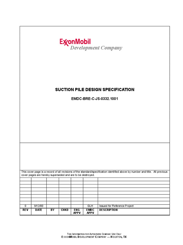 Suction Pile Spec | PDF | Deep Foundation | Structural Load