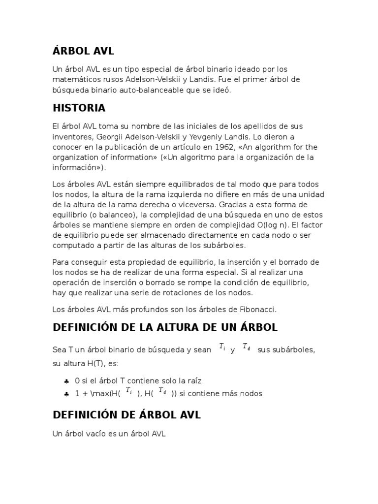 Árbol Avl | PDF | Conceptos matemáticos | Enseñanza de matemática