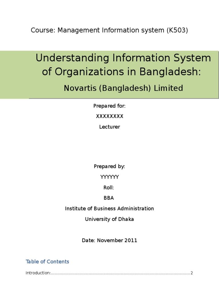 Information Systems in Novartis Bangladesh | PDF | Sap Se | Databases