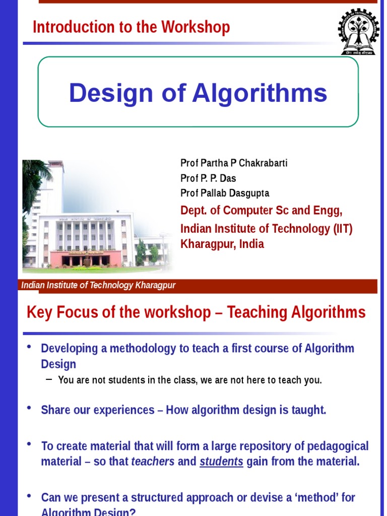 Design of Algorithms: Introduction To The Workshop | PDF | Algorithms | Combinatorics