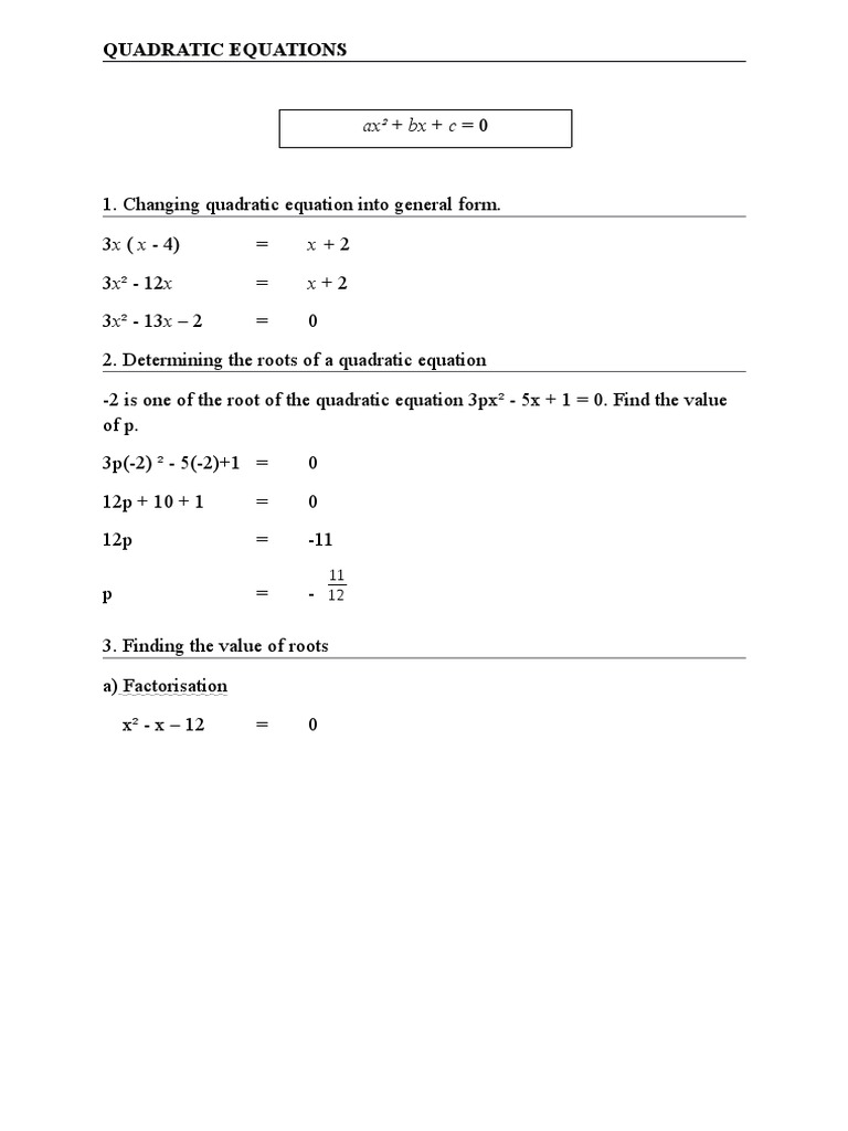 Understanding Quadratic Equations | PDF