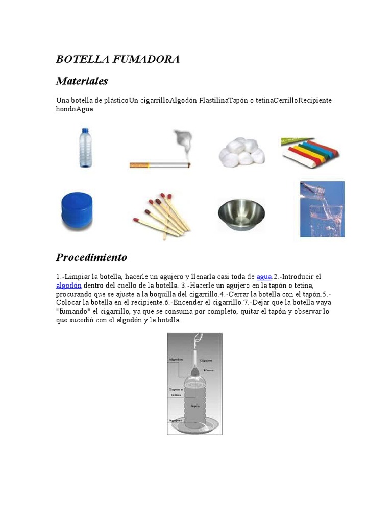 Cómo hacer una botella fumadora con cigarrillo | PDF