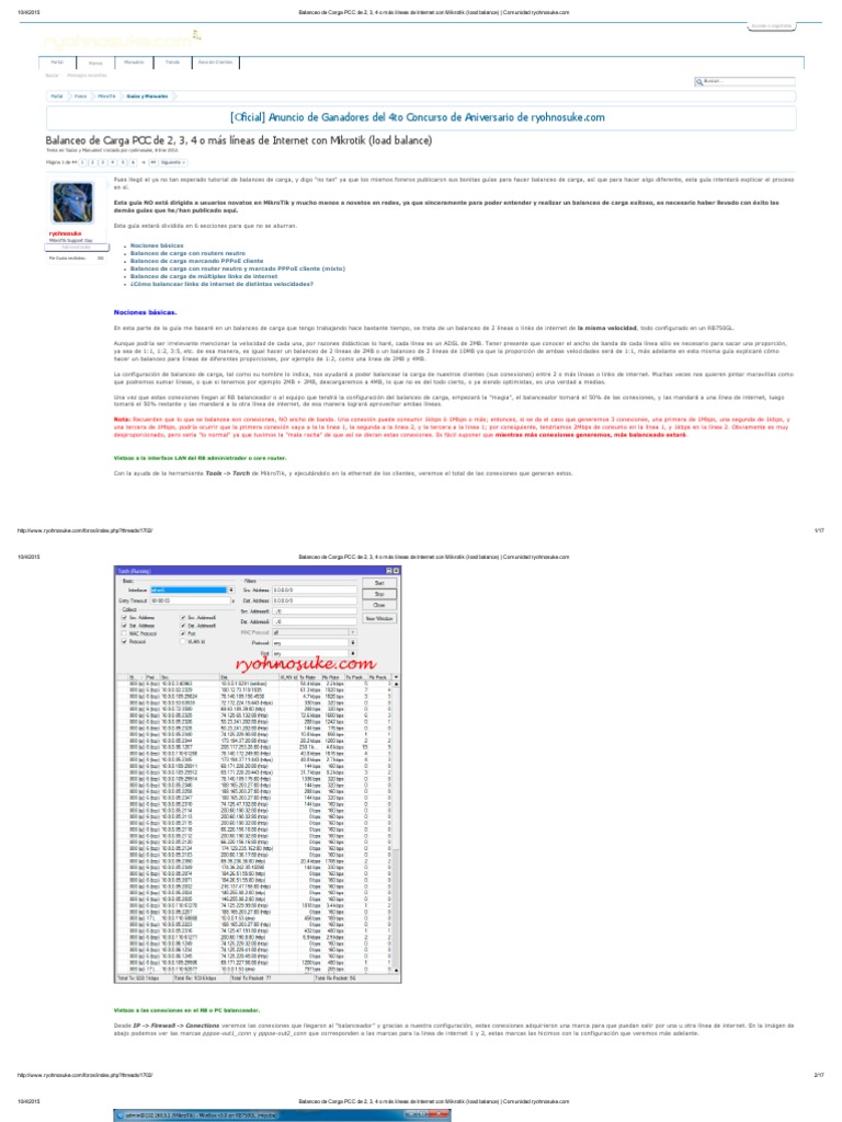 Balanceo de Carga PCC de 2, 3, 4 o Más Líneas de Internet Con Mikrotik ...