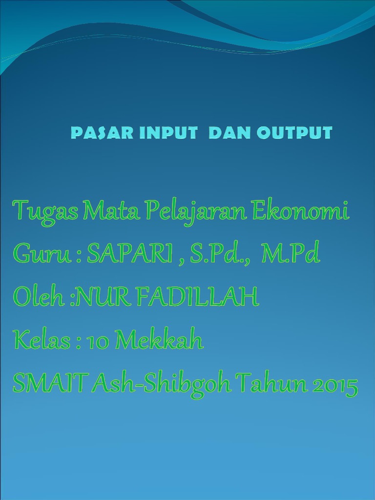 Pasar Input Dan Output | PDF