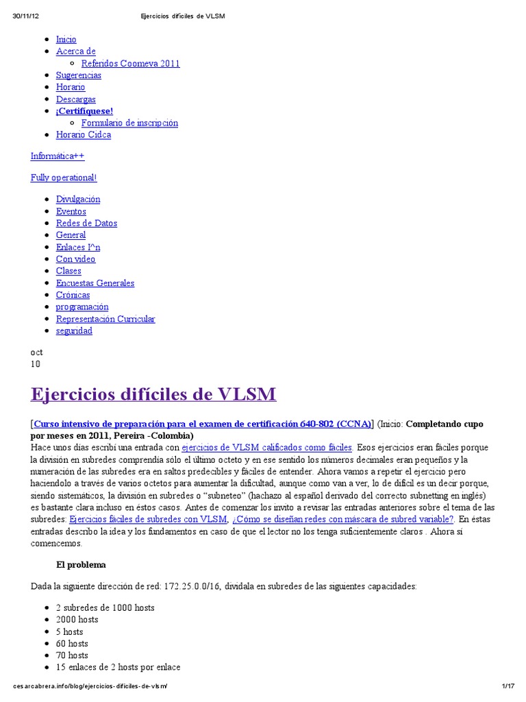 Ejercicios de VLSM Difíciles | PDF | Dirección IP | Redes de computadoras