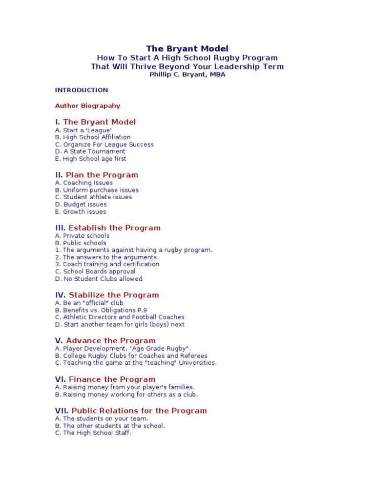The Bryant Model | PDF | Schools | Sports