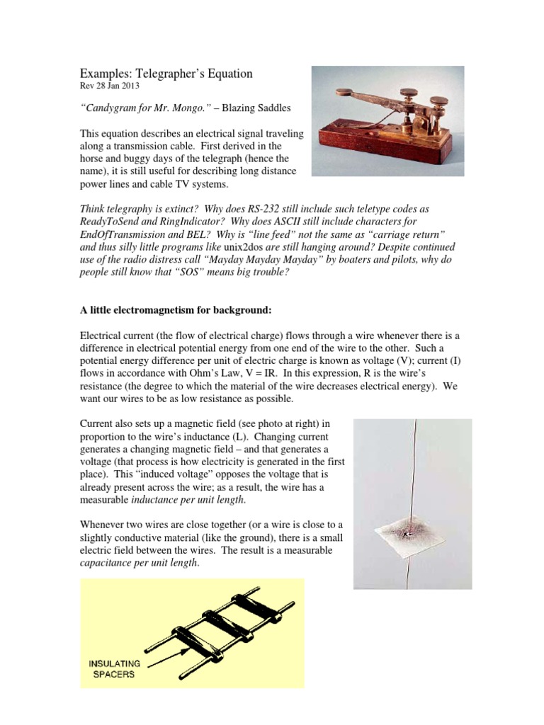 Examples: Telegrapher's Equation: Rev 28 Jan 2013 | PDF | Transmission ...
