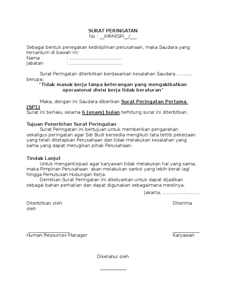 Form Surat Peringatan | PDF