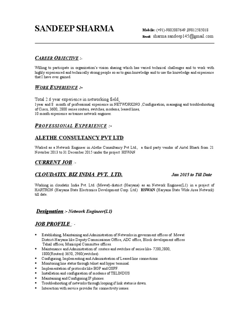 Sandeep Sharma: Alethe Consultancy PVT LTD | PDF | Computer Networking | Computing