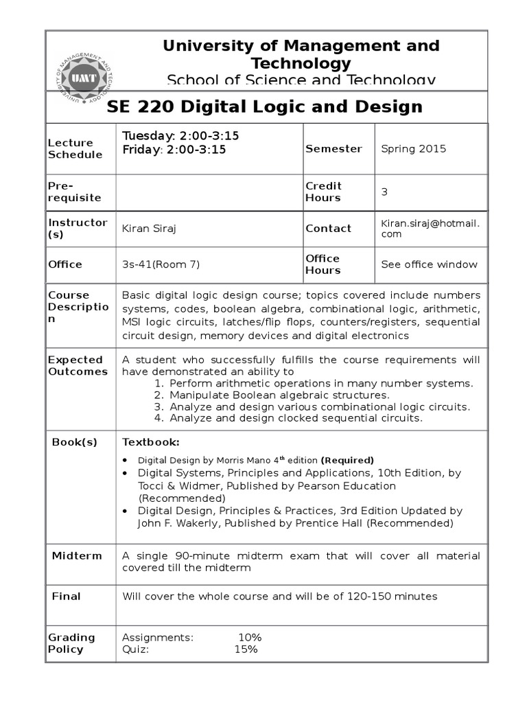 Digital Logic Design | PDF | Boolean Algebra | Teaching Mathematics