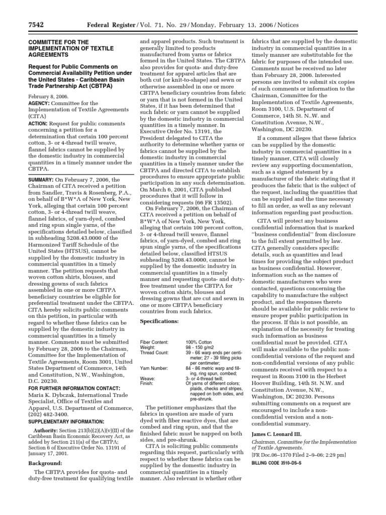 Federal Register / Vol. 71, No. 29 / Monday, February 13, 2006 ...