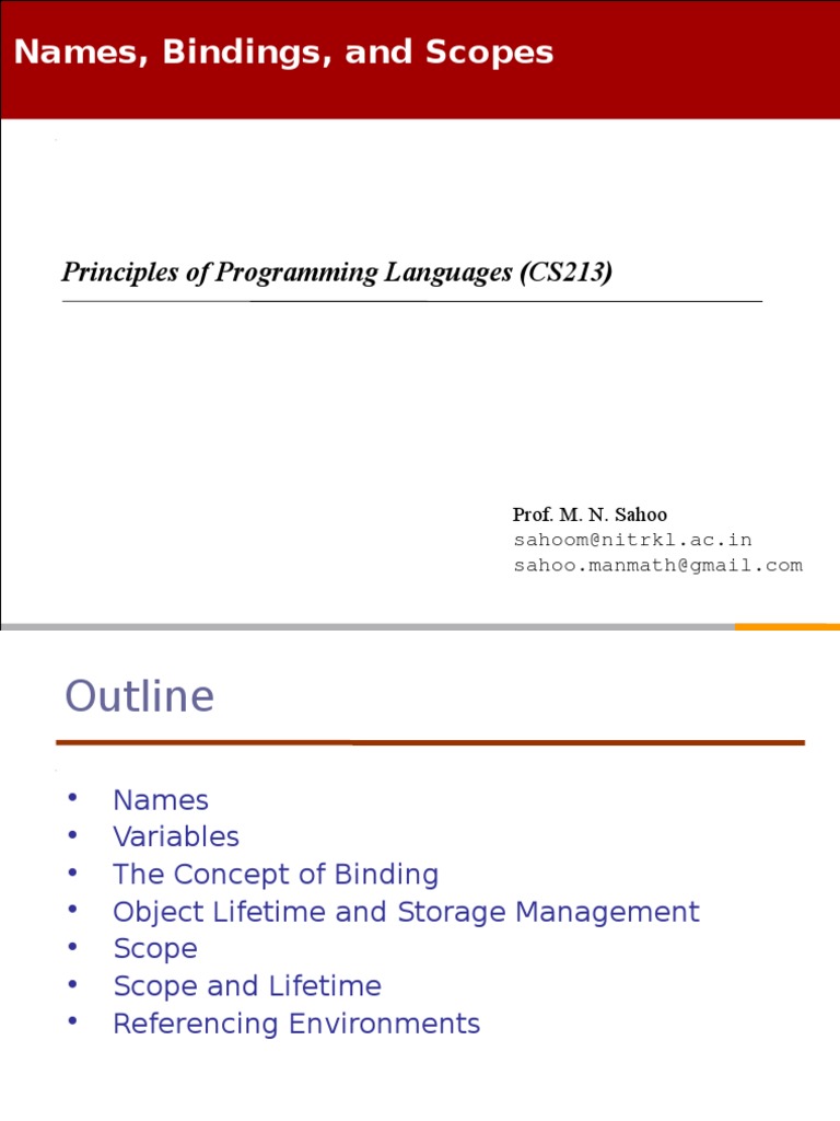 2 - Names, Bindings, and Scopes | PDF | Subroutine | Scope (Computer Science)