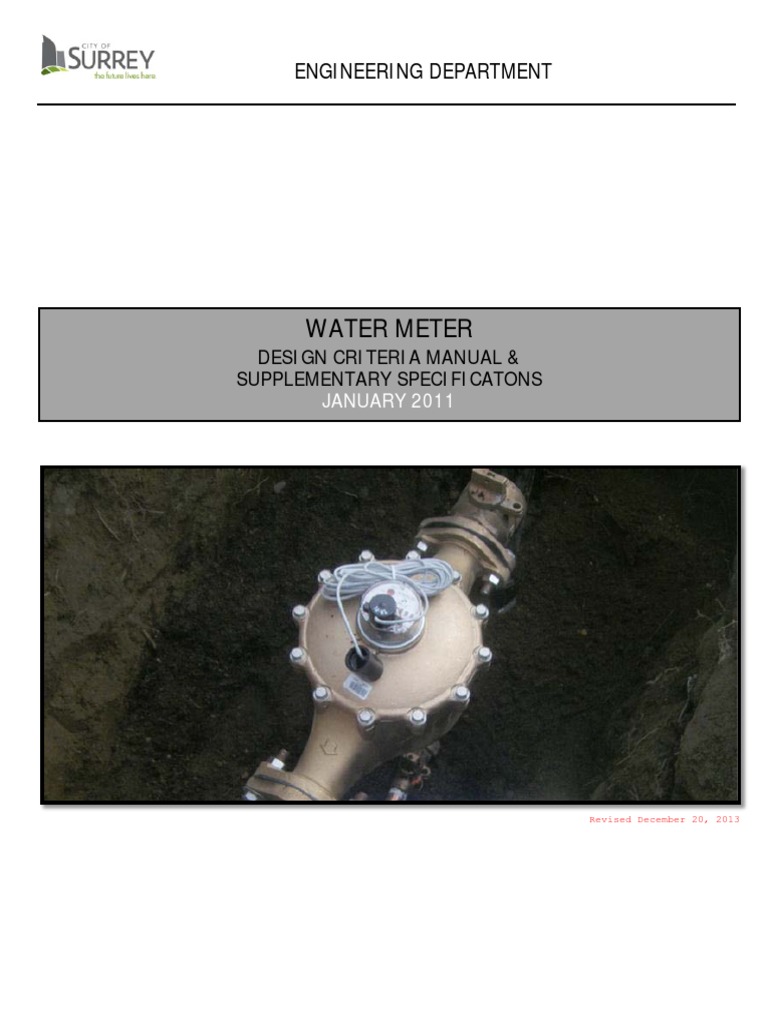 Surrey Water Meter Design Criteria Manual | PDF | Valve | Fire ...