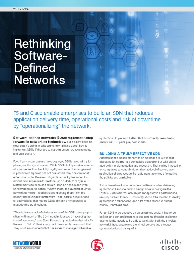 Rethinking Software Defined Networks | PDF | Cisco Systems | Cloud Computing