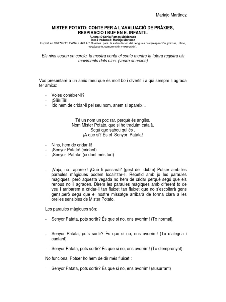 Cuento Del Señor Patata | PDF