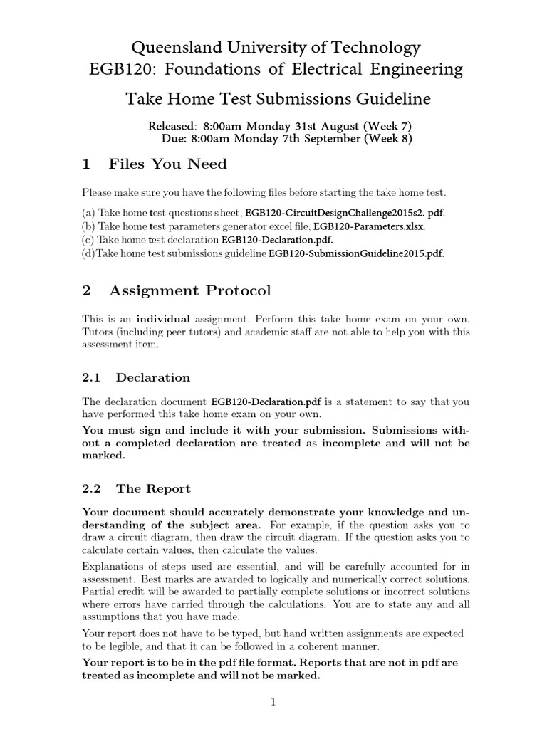 EGB120 SubmissionGuideline2015 | PDF | Academic Integrity | Test ...