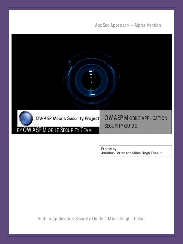 OWASP MSTG Alpha - Release PDF | PDF | Mobile App | Application Software