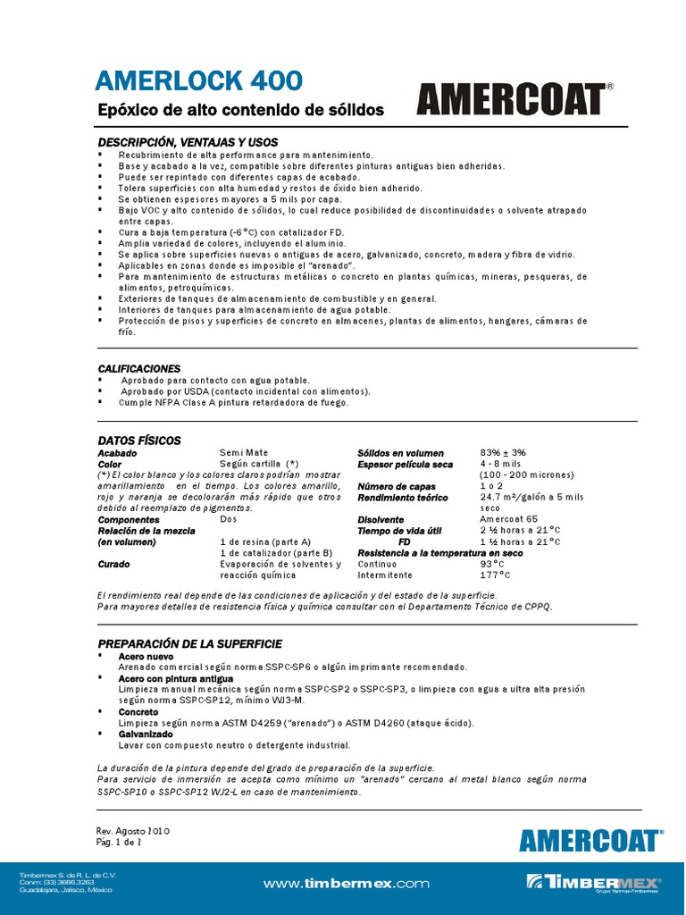 Amerlock 400 PDF | PDF | Aluminio | Pinturas