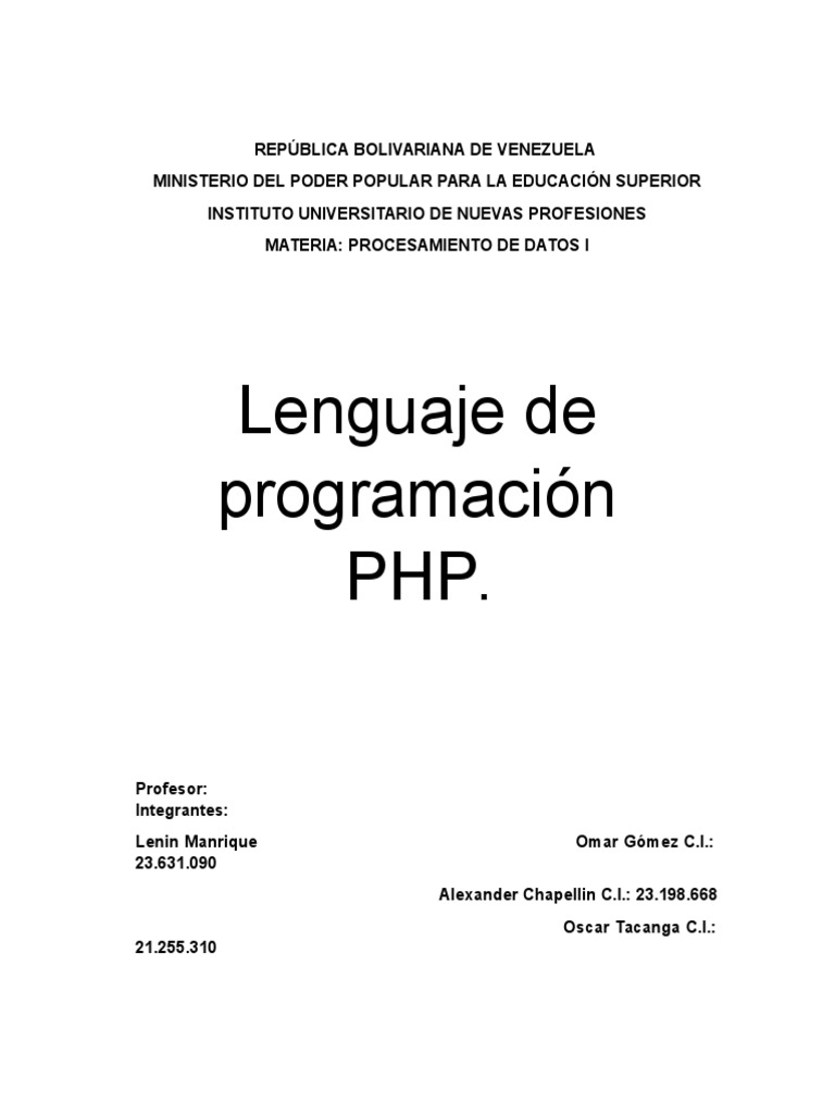 Lenguaje de Programación PHP | PDF | Php | Ingeniería de software