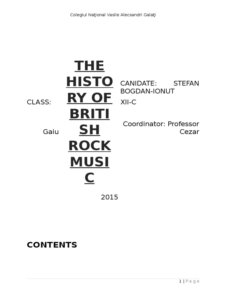 The Evolution of British Rock Music: A Historical Overview and Case ...