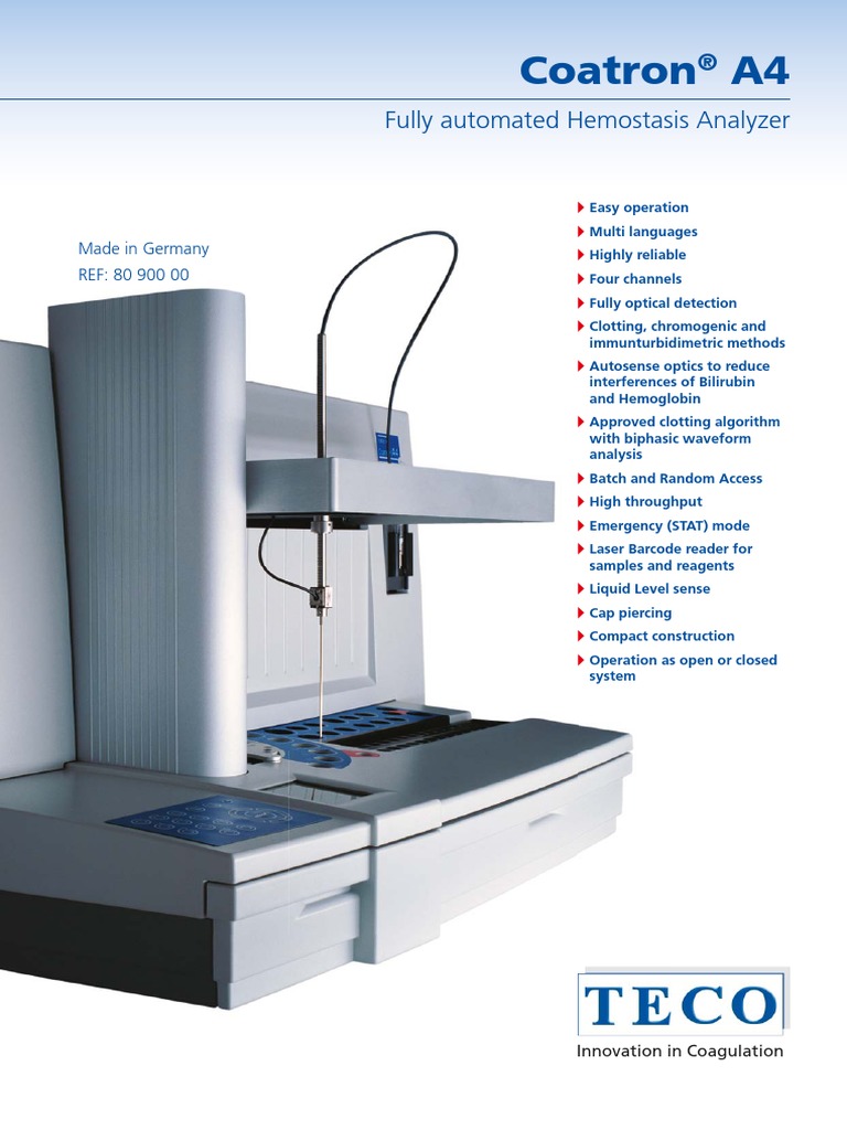 Coagulometer Coatron A4 | PDF | Barcode | Databases