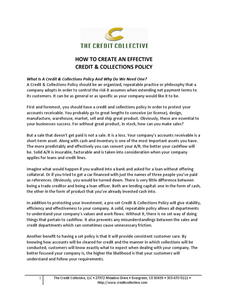 Credit Policy | PDF | Credit (Finance) | Loans