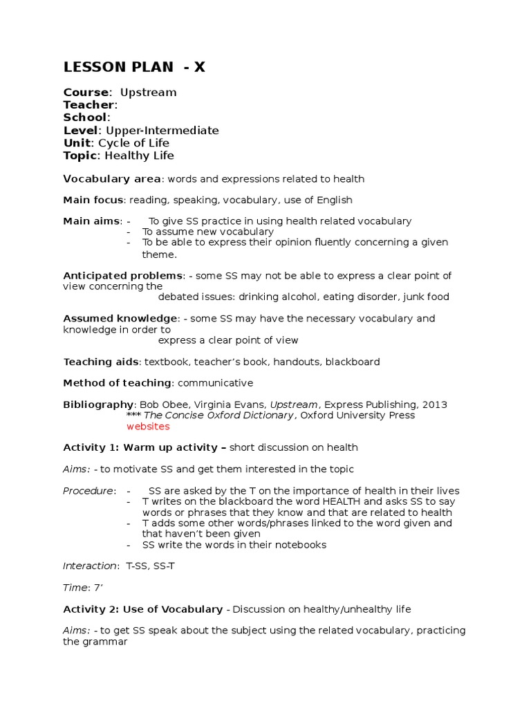 Lesson Plan - Upstream - Upper Intermediate - Cycle of Lyfe | PDF ...