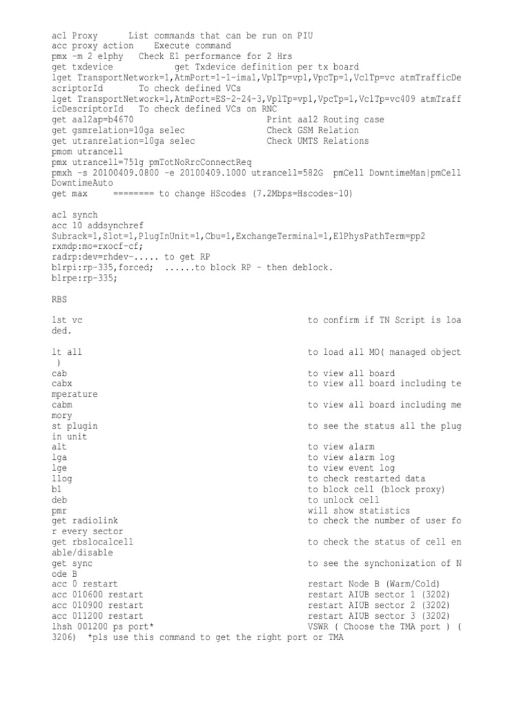 Moshell Commands Beginner | PDF | Asynchronous Transfer Mode | Information Technology