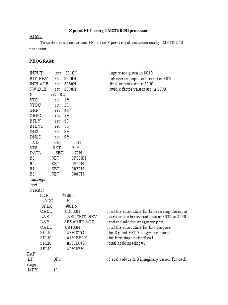 TMS320c50 Programs | PDF | Telecommunications Engineering | Signal Processing
