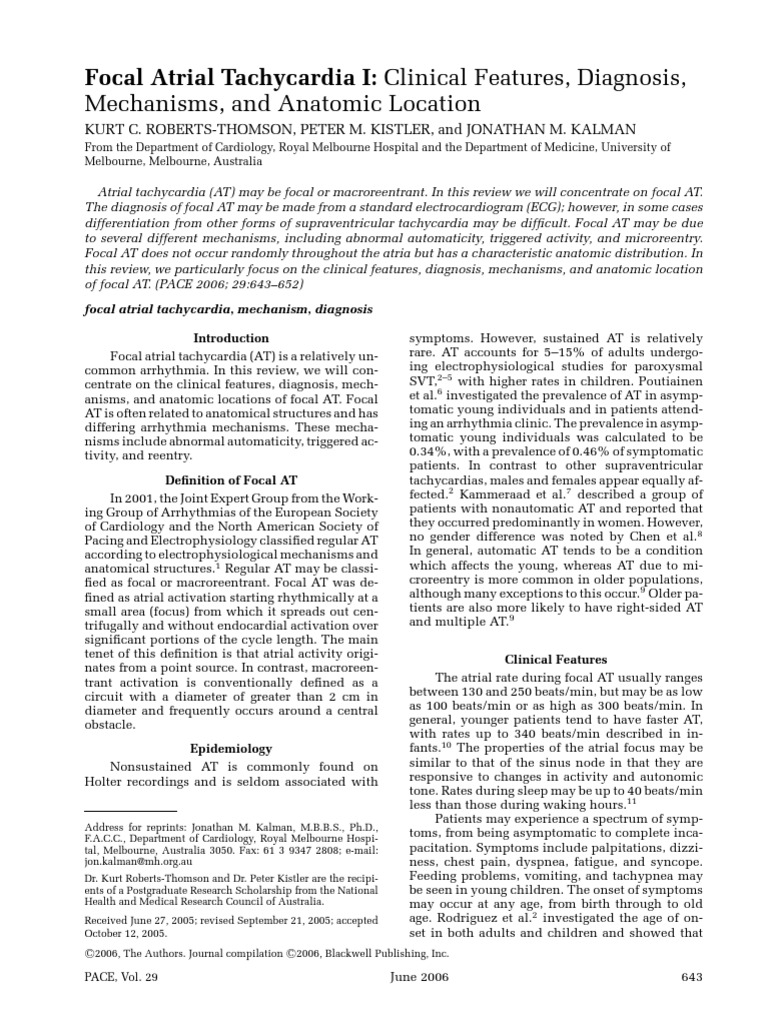 Focal Atrial Tachycardia I: Clinical Features, Diagnosis | PDF ...
