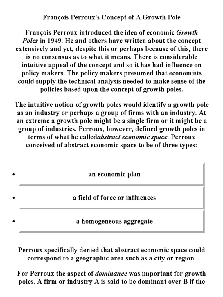 François Perroux's Concept of A Growth Pole.pdf | Economic Growth ...