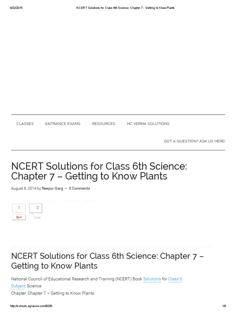 NCERT Solutions For Class 6th Science - Chapter 7 - Getting To Know ...