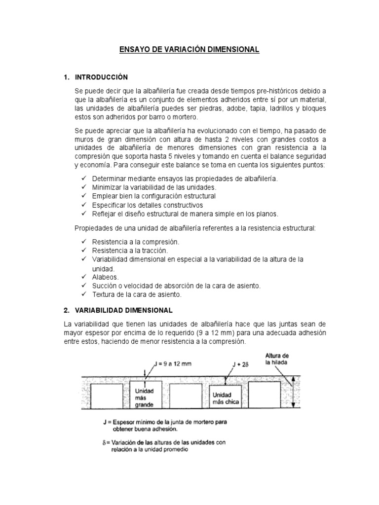 Ensayo de Variación Dimensional | PDF | Ladrillo | Resistencia Eléctrica y Conductancia
