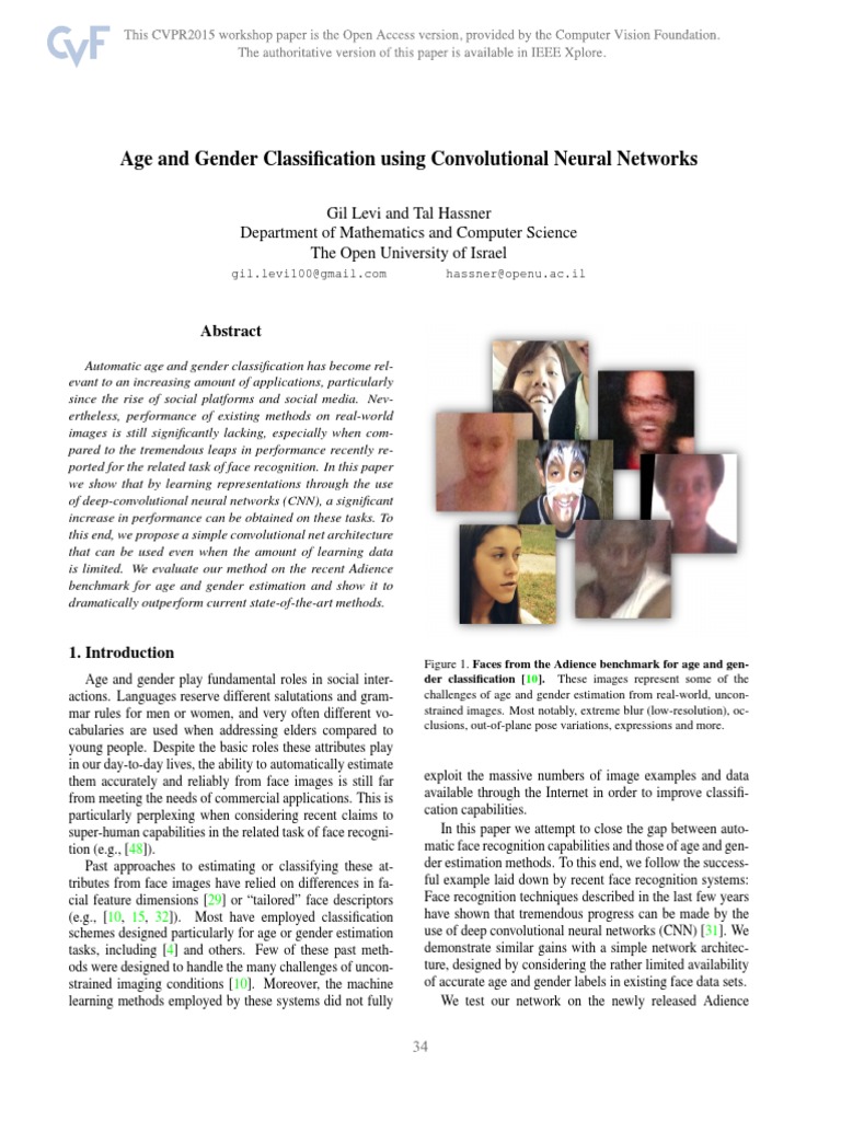 Age and Gender Classification Using CNN CVPR2015 | PDF | Computer ...
