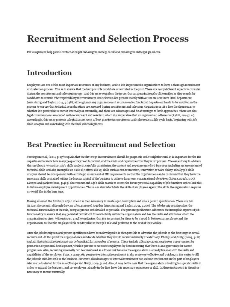 Recruitment and Selection Process | PDF | Recruitment | Employment